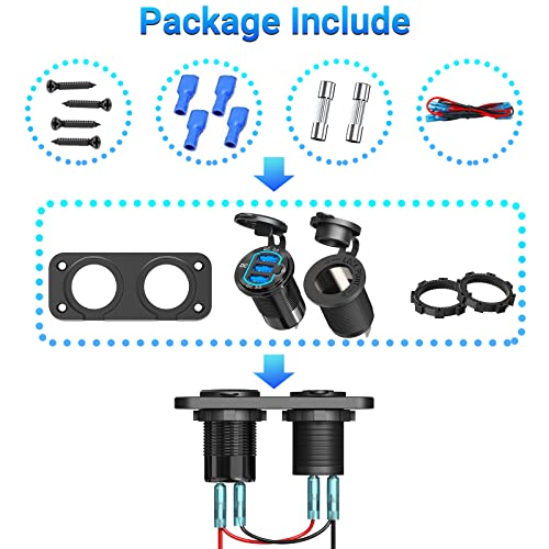 12 Volt USB Outlet Cigarette Lighter Socket: Ouffun Aluminum Metal 54W Multi QC3.0 Car USB Port with Power Switch DC 200W Waterproof Plug Car 12V Socket Charger Outlet Panel for Car Boat Marine RV ect