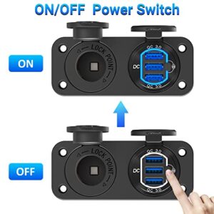 12 Volt USB Outlet Cigarette Lighter Socket: Ouffun Aluminum Metal 54W Multi QC3.0 Car USB Port with Power Switch DC 200W Waterproof Plug Car 12V Socket Charger Outlet Panel for Car Boat Marine RV ect