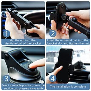 Car Phone Mount,[2022 New Upgraded ] Car Phone Holder,Cell Phone Holder for Car Dashboard/Windshield/Air Vent,Compatible with iPhone 13 12 11 Pro Max XS X XR,Samsung Galaxy All Smartphones & Cars