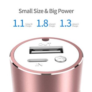 The Smallest 5000mAh Mini Power Bank, Lipstick-sized 2.4A Output Slim Portable Charger USB-C Charging Battery Pack Compatible with iPhone 11 X XS MAX XR 8 7 6s plus iPad Samsung Galaxy Cell Phone Pink