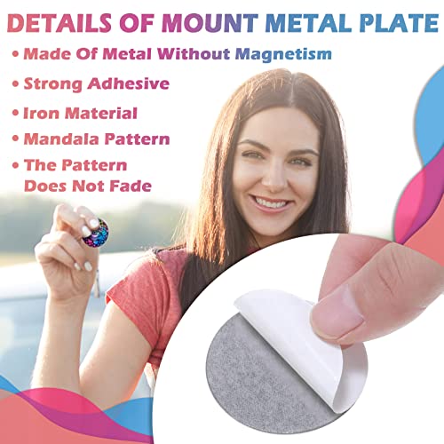 18 Pieces Phone Round Magnet Mount Metal Plate Sticker for Phone Magnet Car Magnet Holder Mount Universal Magnetic Phone Mount Plates Adhesive Metal Piece for Magnetic Phone Holder, Mandala Style