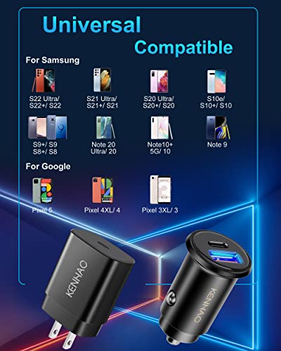 Galaxy S23 S22 S21 Super Fast Charger Type C, 25W PD USB C Wall Charger Fast Charging Block/Car Charger for Samsung Galaxy S23/S23 Ultra/S23+/S22/S21/S20/Plus/5G/FE, Note 20/10, 2X 3FT USB-C Cable