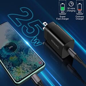 Galaxy S23 S22 S21 Super Fast Charger Type C, 25W PD USB C Wall Charger Fast Charging Block/Car Charger for Samsung Galaxy S23/S23 Ultra/S23+/S22/S21/S20/Plus/5G/FE, Note 20/10, 2X 3FT USB-C Cable