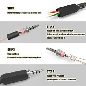 Ancable Replacement 4-Pack TRRS Male Plug 4 Pole 1/8" 3.5mm Solder Type DIY Audio Cable Connector for Repair Headphones Headset