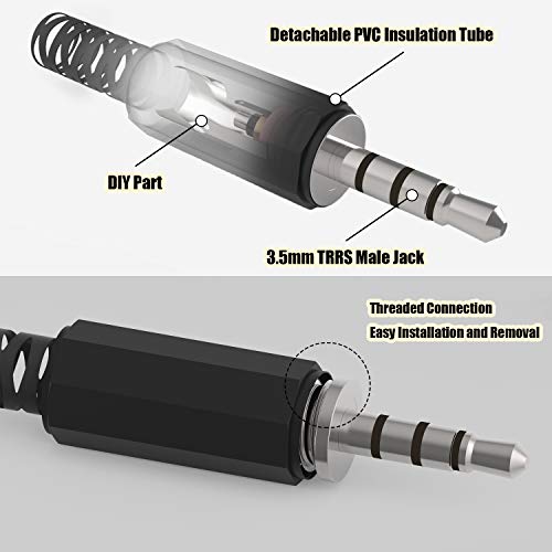 Ancable Replacement 4-Pack TRRS Male Plug 4 Pole 1/8" 3.5mm Solder Type DIY Audio Cable Connector for Repair Headphones Headset