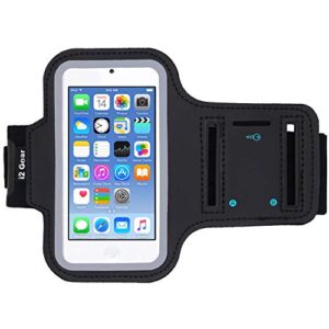 i2 gear running exercise armband for ipod touch 7th, 6th and 5th generation mp3 players and phones with reflective border and key holder (black)