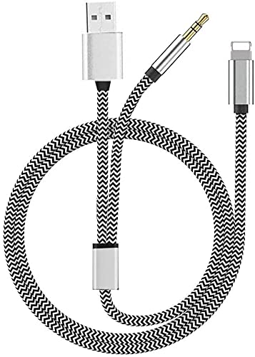 [Apple MFi Certified]2 in 1 Audio Charging Cable Compatible with iPhone,Lightning to 3.5mm Aux Cord Audio Jack Works with Car Stereo Speaker Headphone Car Charger Support iPhone 12/11/11 Pro/XS/XR/8/7