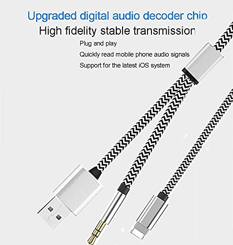 [Apple MFi Certified]2 in 1 Audio Charging Cable Compatible with iPhone,Lightning to 3.5mm Aux Cord Audio Jack Works with Car Stereo Speaker Headphone Car Charger Support iPhone 12/11/11 Pro/XS/XR/8/7