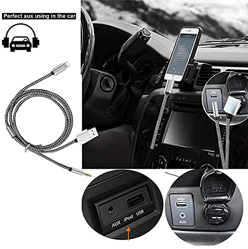 [Apple MFi Certified]2 in 1 Audio Charging Cable Compatible with iPhone,Lightning to 3.5mm Aux Cord Audio Jack Works with Car Stereo Speaker Headphone Car Charger Support iPhone 12/11/11 Pro/XS/XR/8/7