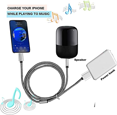 [Apple MFi Certified]2 in 1 Audio Charging Cable Compatible with iPhone,Lightning to 3.5mm Aux Cord Audio Jack Works with Car Stereo Speaker Headphone Car Charger Support iPhone 12/11/11 Pro/XS/XR/8/7