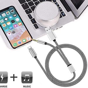 [Apple MFi Certified]2 in 1 Audio Charging Cable Compatible with iPhone,Lightning to 3.5mm Aux Cord Audio Jack Works with Car Stereo Speaker Headphone Car Charger Support iPhone 12/11/11 Pro/XS/XR/8/7