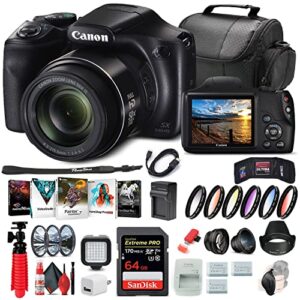 canon powershot sx540 hs digital camera (1067c001) + 64gb memory card + 2 x nb-6l battery + color filter kit + filter kit + corel photo software + charger + card reader + led light + more (renewed)