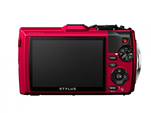 Olympus TG-4 16 MP Waterproof Digital Camera with 3-Inch LCD (Red) - International Version