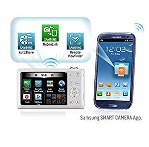 Samsung DV150F 16.2MP Smart WiFi Digital Camera with 5x Optical Zoom and 2.7" main and 1.48" front Dual LCD Screens (White)