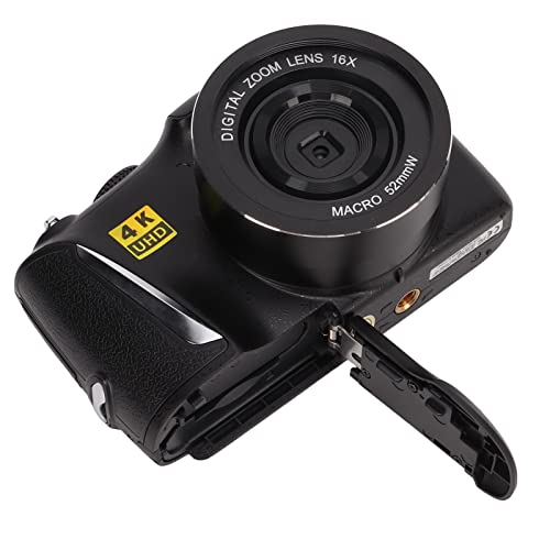 4K Digital Camera, 48MP Vlogging Camera with 3.2in Screen, for YouTube Video Camera with 8 Scene Modes, 16X Digital Zoom, Support 52mm Caliber Filter/Macro Lens