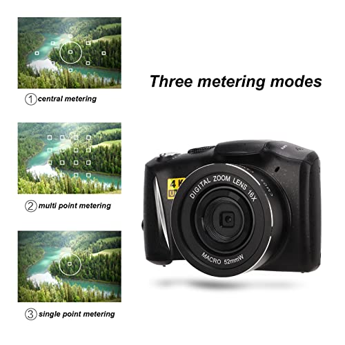 4K Digital Camera, 48MP Vlogging Camera with 3.2in Screen, for YouTube Video Camera with 8 Scene Modes, 16X Digital Zoom, Support 52mm Caliber Filter/Macro Lens