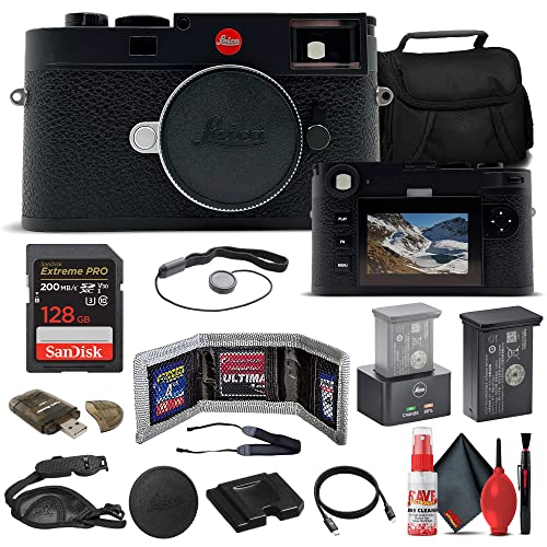 Leica M11 Digital Rangefinder Camera - Black (20200) with 128GB Extreme Pro SD Card + Padded Camera Bag + Memory Card Wallet & Reader + Neck Strap + Lens Cap Keeper + Cleaning Kit