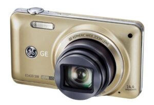 general imaging full-hd digital camera with 14.4mp, cmos, 10x optical zoom, 3-inch lcd, 28mm wide angle lens, and hdmi (gold) e1410sw-cp