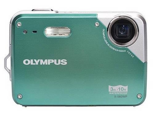 Olympus X-560WP - Digital camera - compact - 10.0 Mpix - optical zoom: 3 x - supported memory: xD, microSD - green