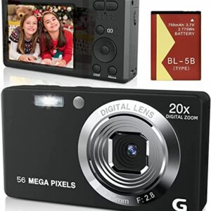 Digital Camera, 4K 56MP Camera for Kids, Small Digital Camera, 20X Digital Zoom Pocket Camera