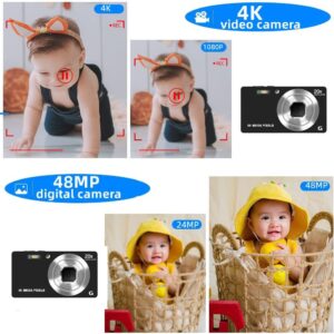 Digital Camera, 4K 56MP Camera for Kids, Small Digital Camera, 20X Digital Zoom Pocket Camera