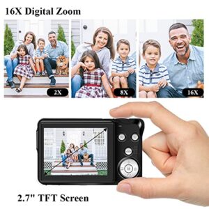 Digital Camera, 30MP 1080P Portable Point and Shoot Camera with SD Card, 2.7" TFT Screen Blogging Camera 8X Digital Zoom Slim Pocket Camera