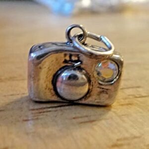 New Sterling Silver 3D 12x13mm Digital Camera Photography CZ as Flash Charm CII3443SEE