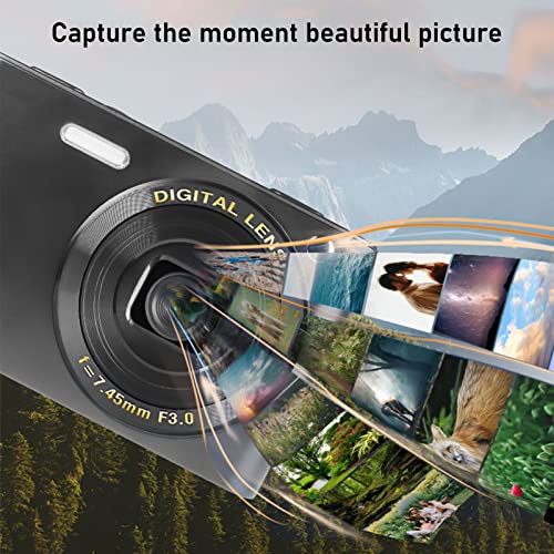 Digital Camera with 18MP 2.7 Inch LCD Screen 8X Digital Zoom FHD 1080P Digital Camera, 32G Camera with a Wide-Angle Lens for Teens Students Boys Girls Seniors, Lapse Automatic Shooting (Black)