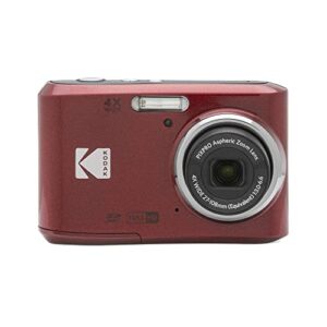 Kodak PIXPRO FZ45 Friendly Zoom Digital Camera (Red) Bundle with 64 GB UHS-I U1 SDXC Memory Card, Rapid Travel Charger with 4 AA Rechargeable Batteries, Spider Tripod, and Camera Case (5 Items)