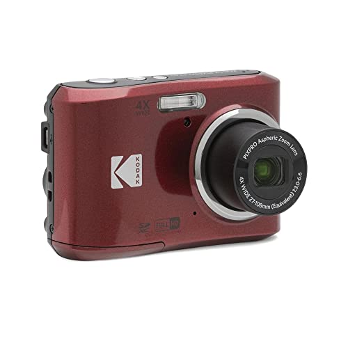 Kodak PIXPRO FZ45 Friendly Zoom Digital Camera (Red) Bundle with 64 GB UHS-I U1 SDXC Memory Card, Rapid Travel Charger with 4 AA Rechargeable Batteries, Spider Tripod, and Camera Case (5 Items)