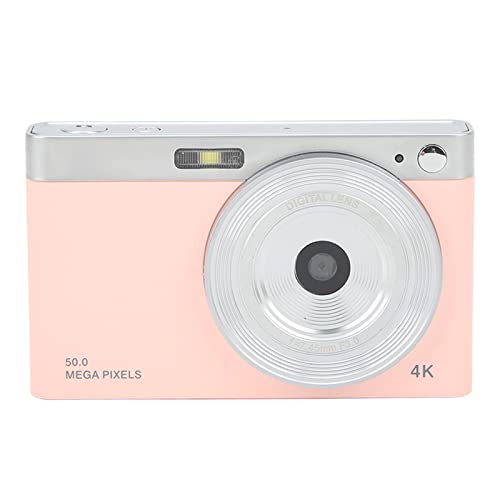 4K Digital Camera, 2.88In 50MP Pixels Mirrorless IPS HD Compact Camera, AF Autofocus 16X Zoom Camera with Built in LED Fill Light (Pink)