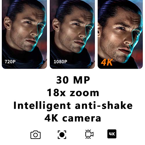 4K Anti Shake Digital Camera,18X Zoom Vlogging Camera,HD 3in IPS Touching Display Screen,for Photography Beginners Bundle