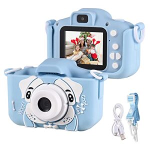 wennzy mini cartoon kids digital camera 1080p digital video camera for kids dual lens 2.0 inch ips screen built-in battery cute photo frames featured birthday for boys girls