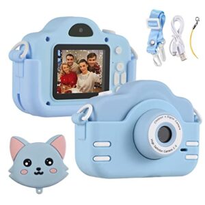 wennzy mini cartoon kids digital camera 1080p digital video camera for kids dual lens 2.0 inch ips screen 4x zoom built-in battery, perfect birthday for boys girls