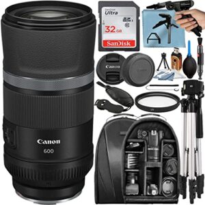 canon rf 600mm f/11 is stm super telephoto lens with sandisk 32gb memory sd card + backpack + a-cell accessory bundle for mirrorless cameras