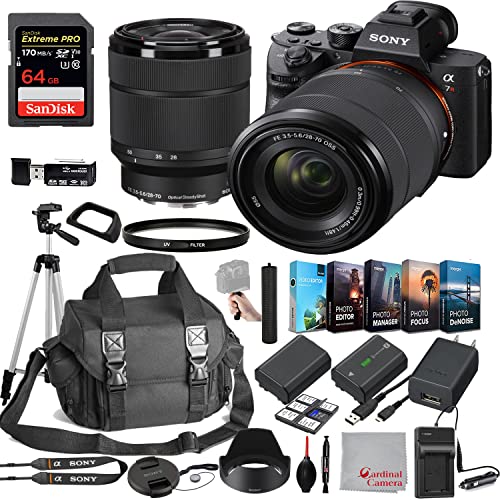 Sony a7R IVA Mirrorless Digital Camera 61MP w/ 28-70mmmm Lens ILCE7RM4A/B + Spare Battery + SanDisk 64GB Extreme PRO SDXC UHS-I / V30 / U3 / Class 10, 170 MB/s Memory Card + More (28PC Bundle)