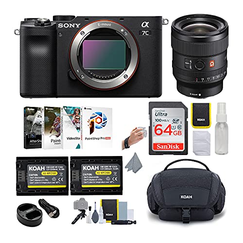 Sony Alpha a7C Full-Frame Compact Mirrorless Camera (Black) Bundle with FE 24mm f/1.4 GM Lens (6 Items)