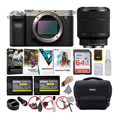 Sony Alpha a7C Full-Frame Mirrorless Camera (Silver) Bundle with FE 28-70mm f/3.5-5.6 OSS Lens (6 Items)