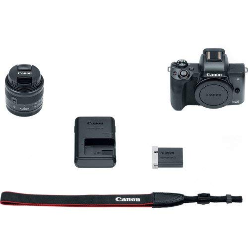 Canon EOS M50 Mirrorless Digital Camera (Black) Bundle w/Canon EF-M 15-45mm is STM & Tamron 70-300mm Di LD Lenses + Auto (EF/EF-S to EF-M) Mount Adapter + Gadget Bag + Accessories (Renewed)