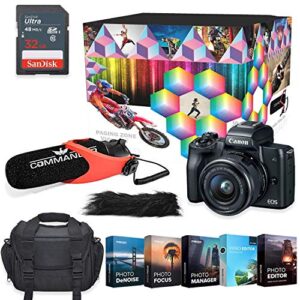 canon eos m50 mirrorless digital camera professional photo & video editing software vlogging kit with 15-45mm lens (black) (renewed)