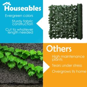 Houseables Artificial Ivy Privacy Fence Wall Screen Covering, Balcony Fake Leaves, 98"x39", Hedge Panel, Outdoor Greenery Roll, Faux Leaf, Foliage Decorations for Patio, Apartment, Garden