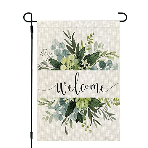 CROWNED BEAUTY Spring Floral Welcome Garden Flag 12×18 Inch Small Vertical Double Sided Seasonal Outside Décor for Yard Farmhouse CF099-12