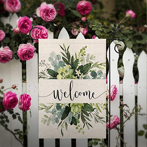 CROWNED BEAUTY Spring Floral Welcome Garden Flag 12×18 Inch Small Vertical Double Sided Seasonal Outside Décor for Yard Farmhouse CF099-12