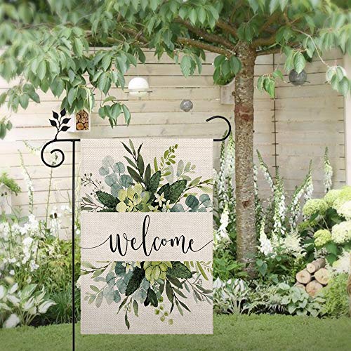 CROWNED BEAUTY Spring Floral Welcome Garden Flag 12×18 Inch Small Vertical Double Sided Seasonal Outside Décor for Yard Farmhouse CF099-12