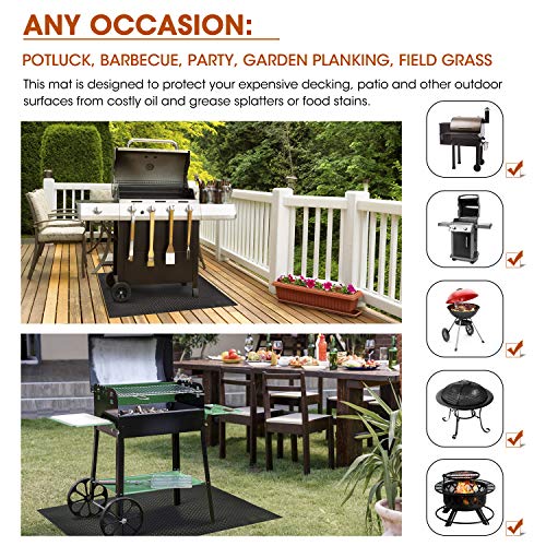 Asatte Gas Grill Mat Floor Protection for Backyard, Outdoor, Deck & Patio, Black (120 * 75cm)