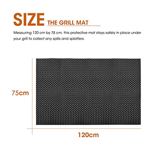 Asatte Gas Grill Mat Floor Protection for Backyard, Outdoor, Deck & Patio, Black (120 * 75cm)