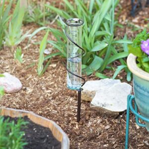 la crosse 704-08967-int original handcrafted colombian metal finish spiral rain gauge with 5-inch capacity glass rain garden tube