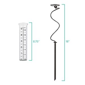 La Crosse 704-08967-INT Original Handcrafted Colombian Metal Finish Spiral Rain Gauge with 5-inch Capacity Glass Rain Garden Tube