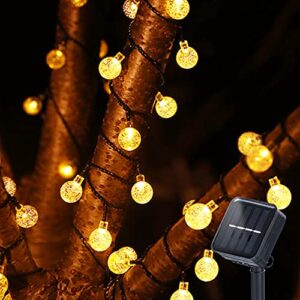 beensole solar string lights outdoor, 30.6ft 50 led crystal globe cafe lights with 8 lighting modes, waterproof solar powered patio lights for outdoor garden yard porch party decor (warm white)