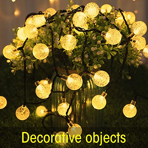 beenSOLE Solar String Lights Outdoor, 30.6ft 50 LED Crystal Globe Cafe Lights with 8 Lighting Modes, Waterproof Solar Powered Patio Lights for Outdoor Garden Yard Porch Party Decor (Warm White)